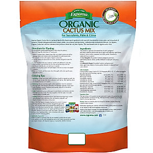 Espoma Organic Cactus Potting Soil Mix, Natural & Organic Soil for Cactus, Succulent, Palm, and Citrus grown in containers both indoors and outdoors, 4 qt, Pack of 1