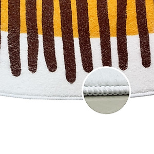 USTIDE Lion Rug Round Area Rug for Living Room 5.2 Ft Washable Nursery Rug for Playroom Yellow Circle Rug for Kids Room Non Slip Animal Carpet Soft Large Kids Rug for Classroom Dorm Kids Bedroom