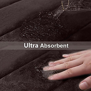 Buganda Memory Foam 3 Pieces Bathroom Rugs Set - Thick Soft Absorbent Non-Slip Bath Mats, Washable Small/Large/Contour Bath Rugs (24" x 16" + 30" x 20" + 24" x 20", Coffee)