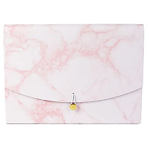 Paper Junkie Expanding Folder with 13 Pockets for Files, School and Office Supplies, Pink Marble (Letter Size, 13 x 9.5 x 1.7 in)