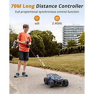 KIDOMO 1:18 Scale Brushless RC Car - 60KM/H All Terrain High-Speed & Off-Road Remote Control Car with 2 Rechargeable Batteries Hobby Monster Car 4WD RC Truck Gifts for Kids and Adults, Red (T1)