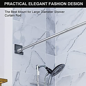 Shower Curtain Rod Holder for Wall - Adhesive Tension Rod Retainer Brackets with Sticky Tape for Quick Stick on and Stainless Steel Screws for Drilling Installation (Black)