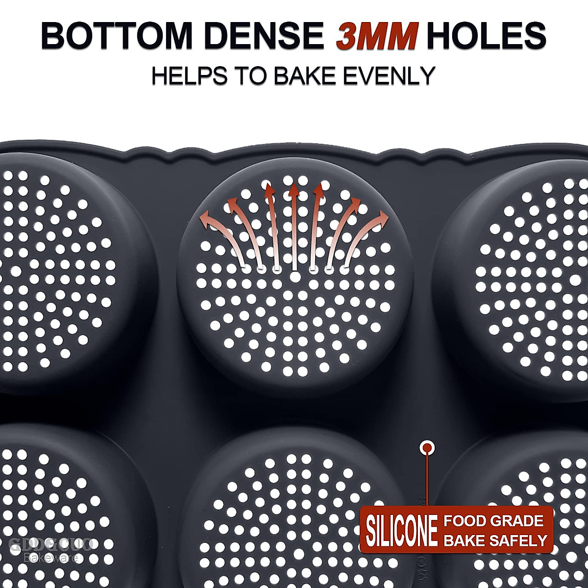 GDDGCUO Hamburger Bun Pan, 4 Inch Silicone Hamburger Bun Mold, 6 Cup Big Baking Pan for Homemade Hamburger Buns, Dishwasher Safe