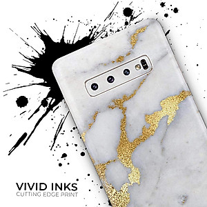 DesignSkinz Marble & Digital Gold Foil V1 Protective Vinyl Decal Wrap Skin Cover Compatible with The Samsung Galaxy S20 (Screen Trim & Back Glass Skin)
