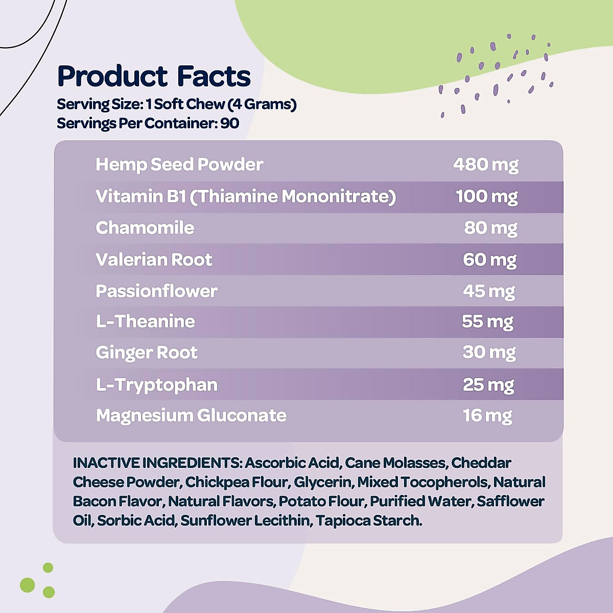 Hemp Calming Chews for Dogs | Herbal Dog Calming Chews for Anxiety from Normal and Occasional Stressors Including Separation Storms Grooming & Travel | NASC Certified & Made in the USA | 90 Chews