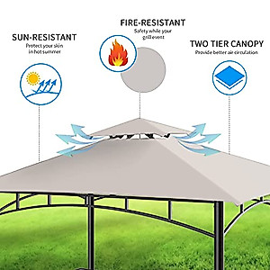 FAB BASED 5x8 Grill Gazebo Canopy for Patio, Outdoor BBQ Gazebo with Shelves, Barbeque Grill Canopy (Grey)