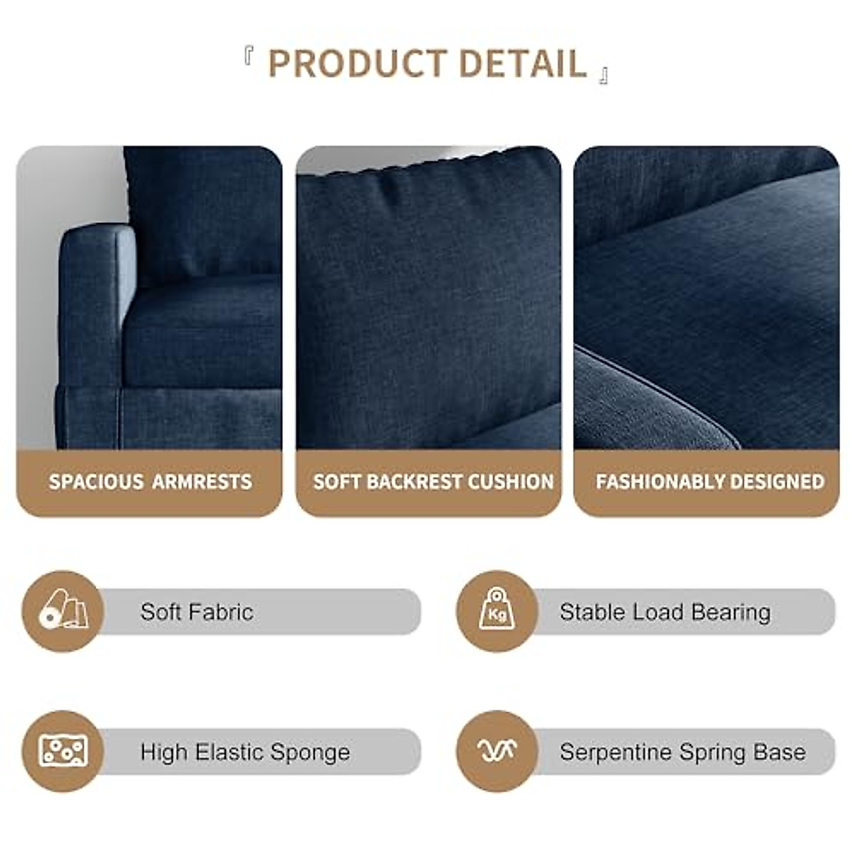SILKIR Couches for Living Room,70 Inches Comfy Sofa Sofa for Living Room 3 Person Couch for Living Room,Office,and Apartment,Steel Blue