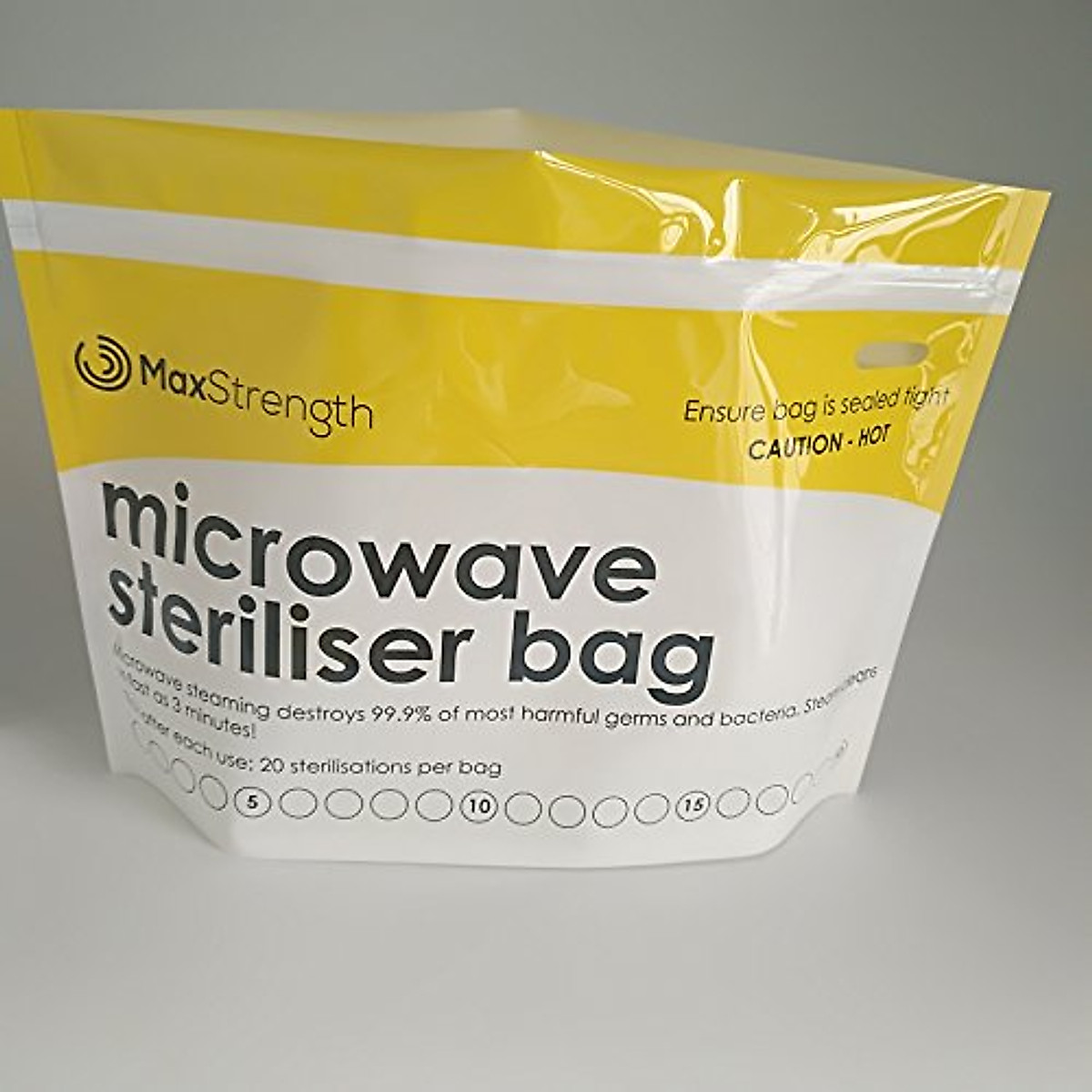 Premium Microwave Sterilizer Bags (20pcs) by Max Strength, Large & Durable Steam Bags for Baby Bottles, Soothers, Teethers & Training Cups, 20 Uses Per Bag & Marking System