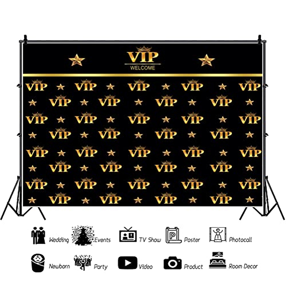 9x6FT VIP Photography Backdrop Red Carpet Event Backdrop for Star Catwalks Stage Photography Background Cine Film Show Booth Celebrity Activity Portrait Party Banner Wallpaper