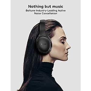 Active Noise Cancelling Headphones, Bluetooth 5.0 Over Ear Boltune Wireless Headphones with Mic Deep Bass, Comfortable Protein Earpads 30H Playtime for Travel Work TV PC Cellphone