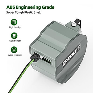 SPECILITE Retractable Heavy Duty Garden Hose Reel, 1/2" X 66 + 5 FT 2 Year Anti-Fading Wall Mounted Hose Reel, Smooth Automatic Rewind, 9 Pattern Sprayer, 180° Swival Bracket, Any Length Lock