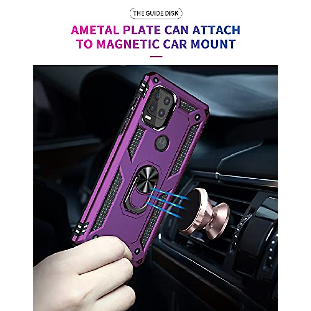PUSHIMEI for Moto G Stylus 5G Case, Military Grade Heavy Duty Protection Phone Case Cover with HD Screen Protector Magnetic Ring Kickstand for Motorola Moto G Stylus 5G 2021 (Purple Military Case)