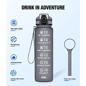 NOIFYS Motivational 32 oz/24 oz Water Bottle with Time Marker, Updated BPA Free Leak Proof Water Bottles With Fruit Strainer and Straw, Perfect For Fitness Gym Outdoor