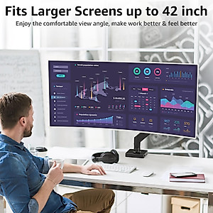 MOUNTUP Monitor Desk Mount Fits 22-42'' Heavy Duty Widescreen, Gas Spring Computer Monitor Stand for desk, Holds 4.4-33 lbs Larger Screen, Ultrawide Monitor Arm with USB, VESA Mount Clamp/Grommet Base