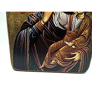 Handmade Wooden Greek Christian Orthodox Mount Athos Icon of Virgin Mary /Mp2