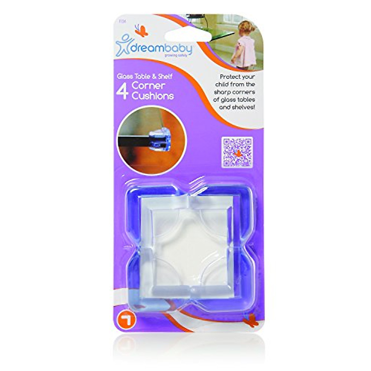 Dreambaby GLASS TABLE & SHELFCORNER, White, 4 Pack