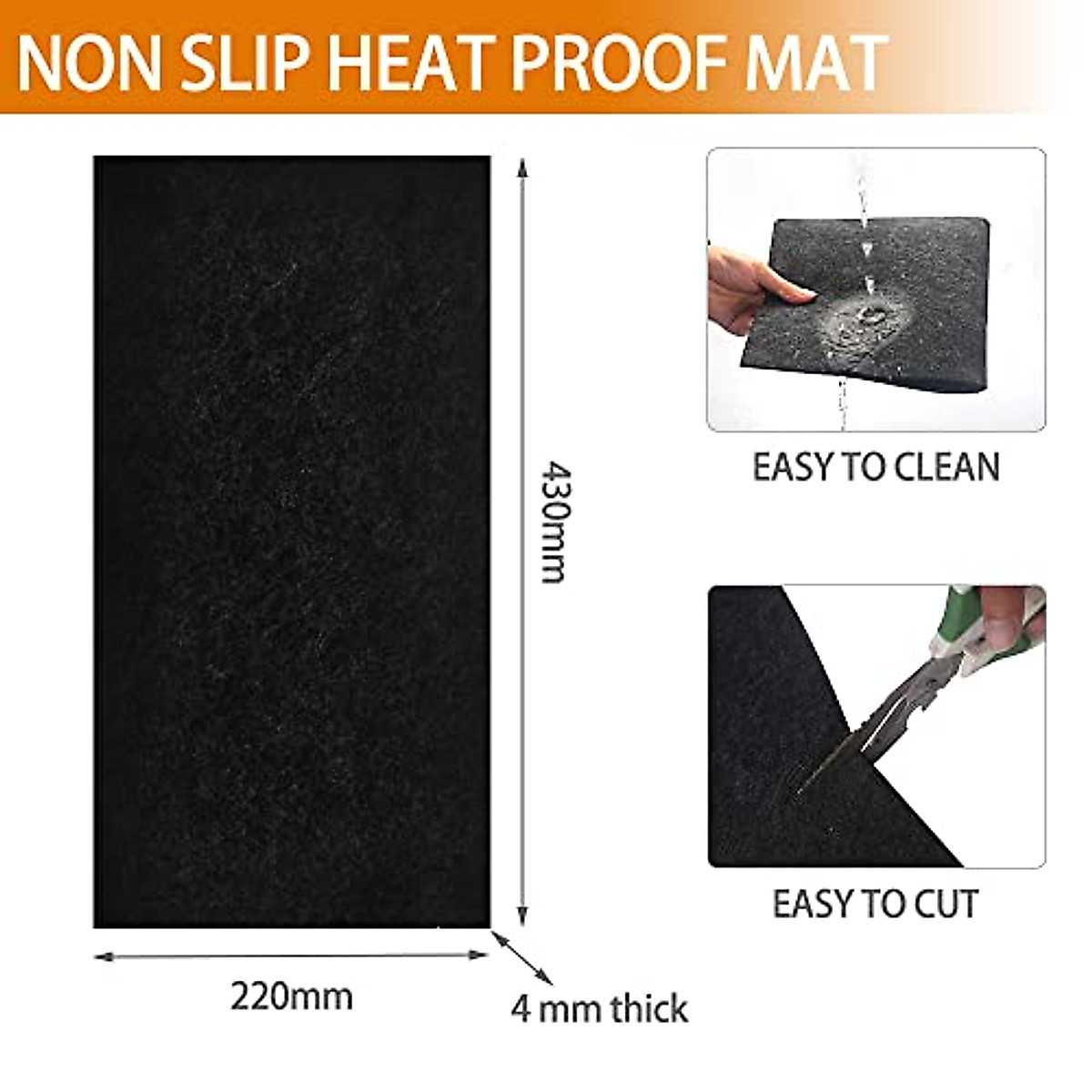 3 Pcs Air Fryer Accessories Heat Resistant Mat, Kitchen Countertop Heat Protector Mats, Non-slip Silicone Appliance Slider for Ninja Foodi Air Fryer Oven Coffee Maker Blender Toaster, 9” x 17”