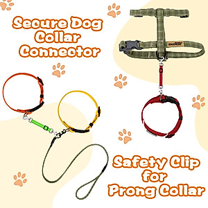 5 Pcs Safety Dog Collar Clips Prong Collar Backup Clips Adjustable Reflective Nylon Dog Collar Harness Connector Metal Double Ended Backup Clasp for Dog Harness Pet (Dark Color)