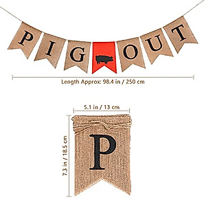 NUOBESTY Party Banner Pig Out Garland Swallowtail Burlap Banner Wall Hanging Decoration for Funny Christmas Party Supplies Favors