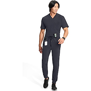 Infinity Cherokee Men's Jogger Pants with Drawstring Waist Mid Rise 5 Pockets Bottoms CK004AS, L Short, Pewter