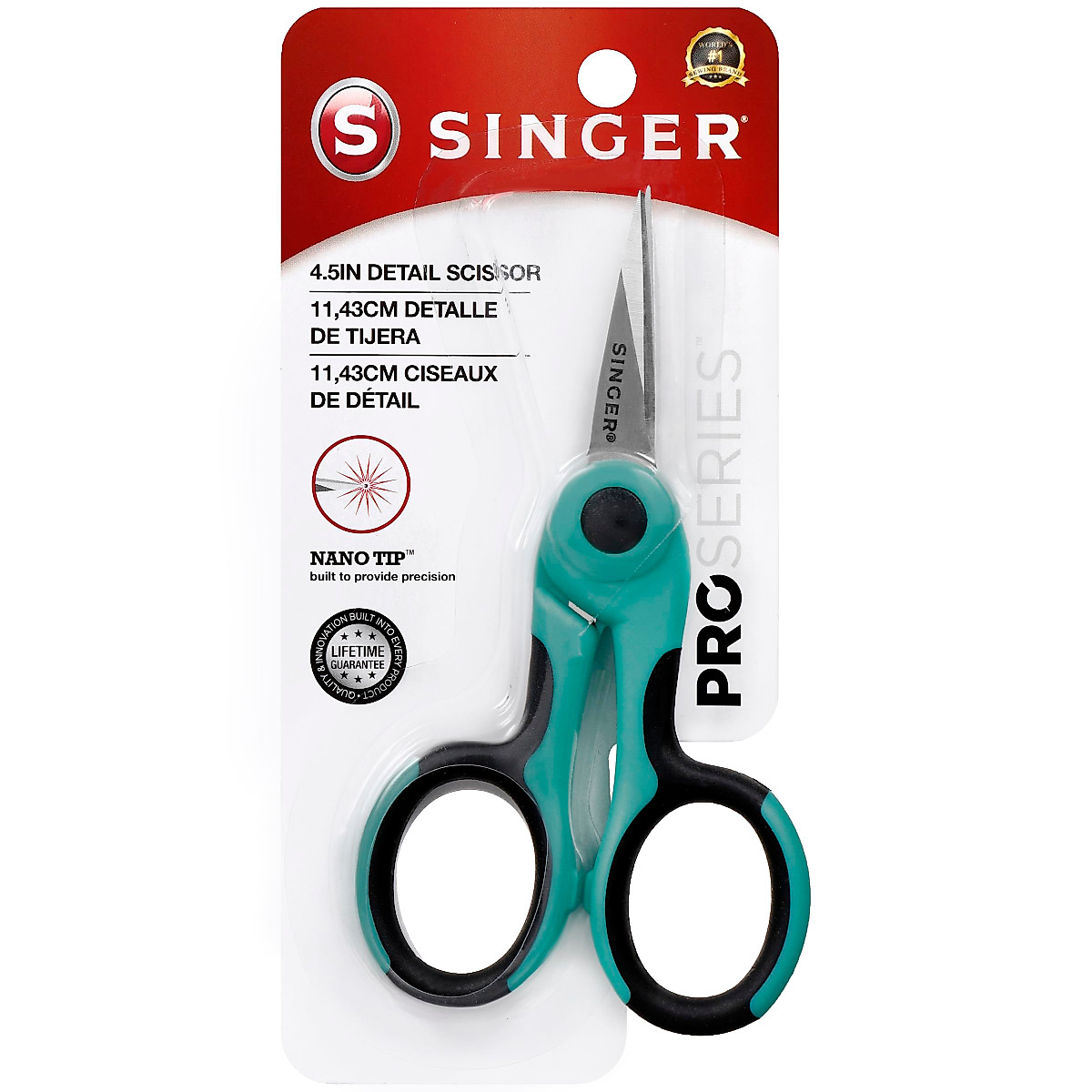SINGER 00557 4-1/2-Inch ProSeries Detail Scissors with Nano Tip, Teal