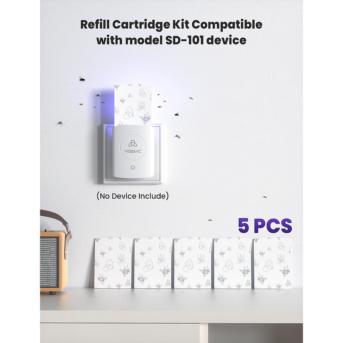 YISSVIC Fruit Fly Sticky Traps 5PCS Gnat Traps Bug Traps Gnat Killer for Indoor Outdoor House Kitchen Mosquitos Flying Insects