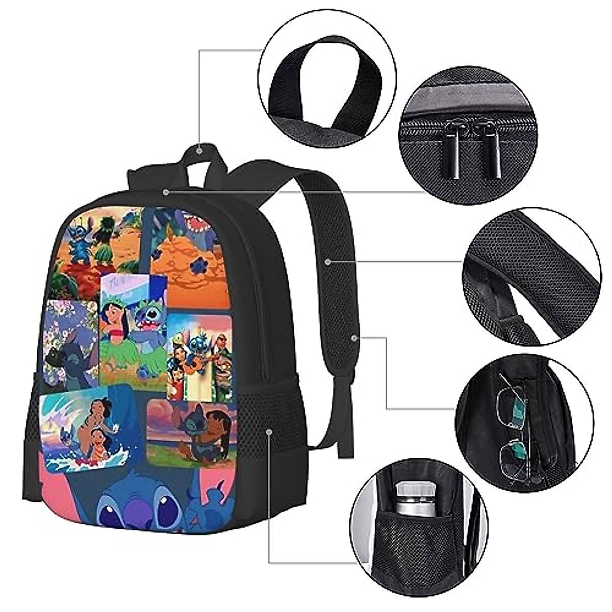 Cartoon Anime Backpack For Stitch Large Capacity Portable Anime Laptop Bag Cute Lightweight Outdoor Travel Backpack Casual