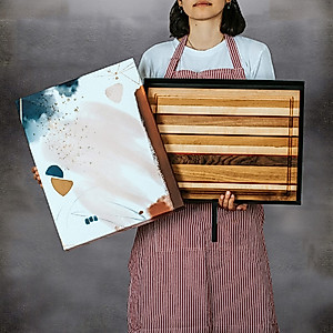 TeakCraft Large Wood Cutting Board with Juice Grove, Chopping Board, Knife Friendly, Reversible, Cheese Board, Gift Box Included, The Epirus (18x14x1.2 inch)