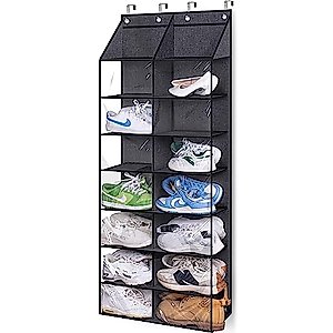 MISSLO Over the Door Shoe Rack for Door fit 14 Pairs Dustproof Over the Door Shoe Organizer Hanging for Closet Storage