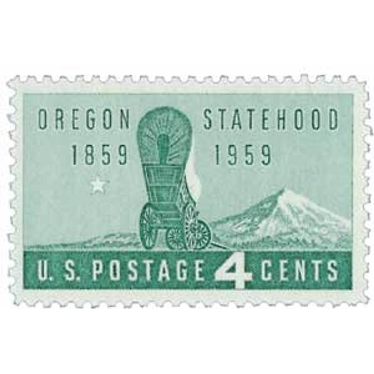 #1124 - 1959 4c Oregon Statehood U. S. Postage Stamp Numbered Plate Block (4)