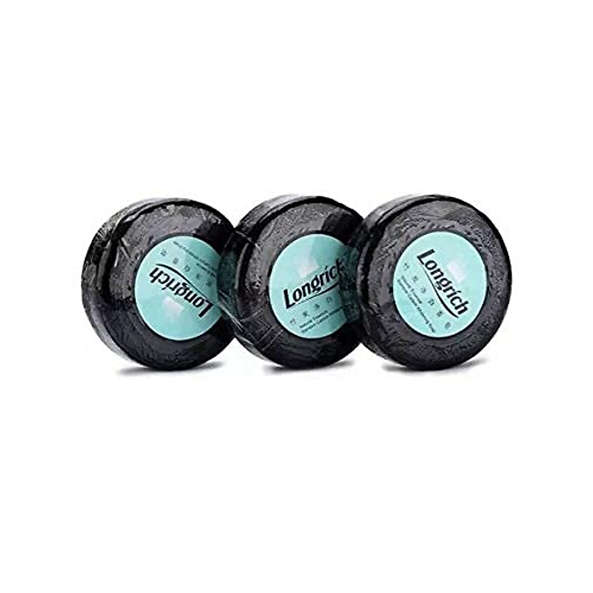 Longrich Bamboo Charcoal Soap, Black Soap,Brightening Soap for Fighting Pimples, Acne, 3 Bars