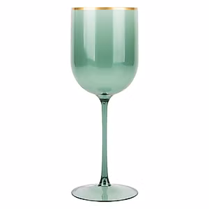 EcoQuality Translucent Plastic Green Wine Glasses with Gold Rim - 12 oz Wine Glass with Stem, Disposable Shatterproof Wine Goblets, Reusable, Elegant Drink Cup Tumblers Weddings, Party (10 PACK)