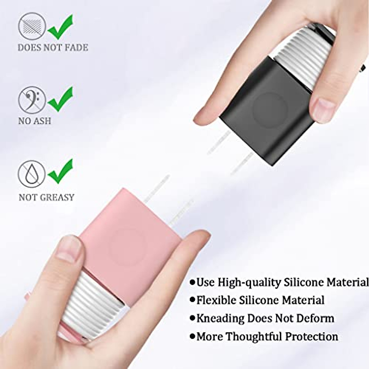 2 In 1 Silicone Charger Protector, Compatible with 20W/18W USB-C Chargers, Data Cable Winder Anti-Break Protection Cable Storage, Suitable for 11/12 Charger Waterproof Silicone Protective Case (White)