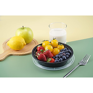 Meal Prep Round Containers -Heavy Duty Food Storage Containers w/Lids Plastic Bento Box Reusable BPA Free Lunch Boxes Disposable, Microwave Dishwasher Freezer Safe (Black - 40OZ, 50 Pack)