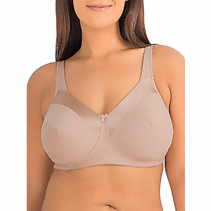 Fruit of the Loom Women's Seamed Soft Cup Wirefree Cotton Bra with Satin Trim, Sand, 38DD