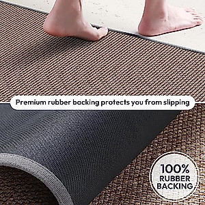 Kitchen Mats for Floor,Kitchen Rug, Nonskid, Washable,Absorbent Kitchen Runner Rug for in Front of Sink,Entryway,Hallway,Rubber Backing Indoor Door Mat,Farmhouse Style Standing Mat,17.3"x28",Grey