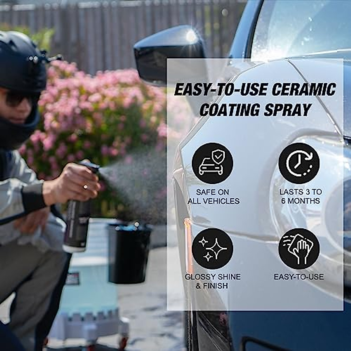 WASH&WHIPS Sonoma Ceramic Coating Spray 9H - Easy to Apply, No Cure Time - Protect from Sun Rays Chemical Stains, Hydrophobic with a Glossy Shine & Finish - Cars, Rv’s, Motorcycles & Boats - 16 fl oz