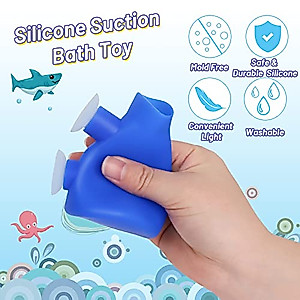 Gifts2U Bath Toy for Kids Age 4-8, 25PCS Color Changing Silicone Water Lab Suction Bath Toy Set for Toddlers, Bathtub Play Stem Buiding Toys with Mesh Storage Bag