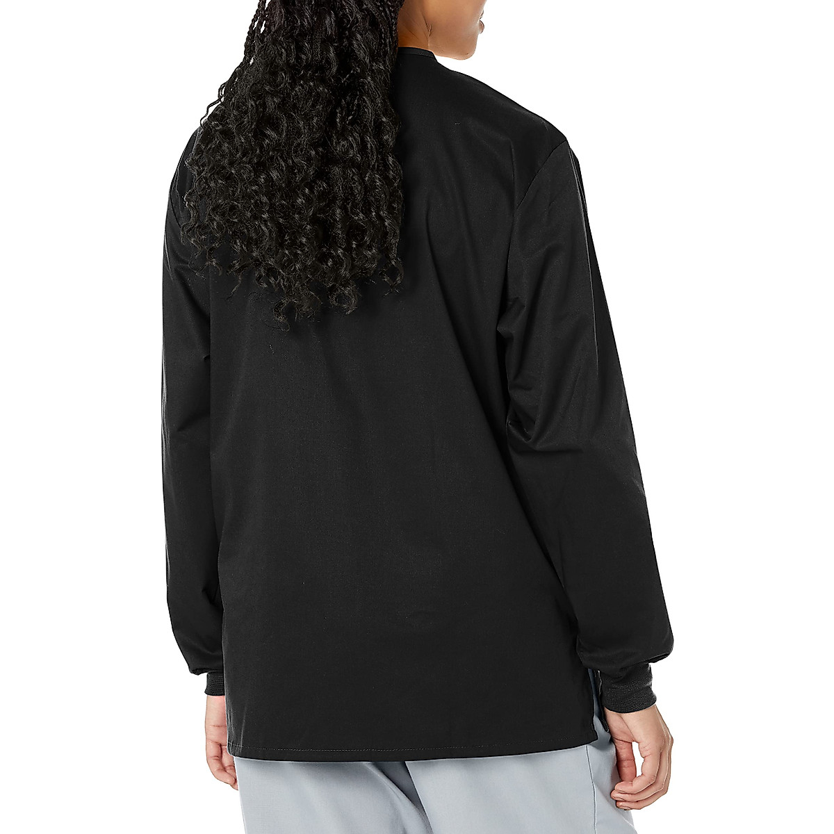 WonderWink Plus-Size Snap Front Jacket Outerwear, Black, 3X-Large