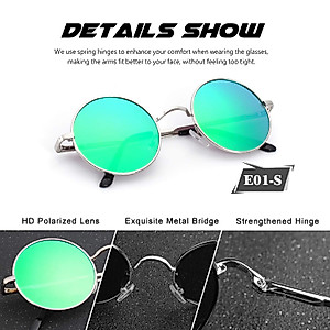 CGID E01 Lennon Polarized Sunglasses for Women Men Circle Round Retro Vintage Sun Glasses Circular Shades 2 Pack, Small 45mm, Simple Package