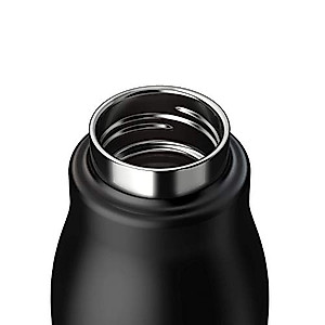 Zoku Stainless Steel Water Bottle 18-Ounce; Matte Black; Leak-Proof & Spill Proof; Durable Paracord Lanyard Cap, Double-Walled Vacuum Insulated; Large 1-1/2-Inch Diameter Mouth Opening