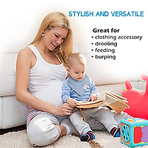 Bearmoss Muslin Baby Bibs 8 Pack 100% Cotton Baby Bandana Drool Bibs for Unisex Baby Girls Boys Drooling and Teething (Mint Iceberg)