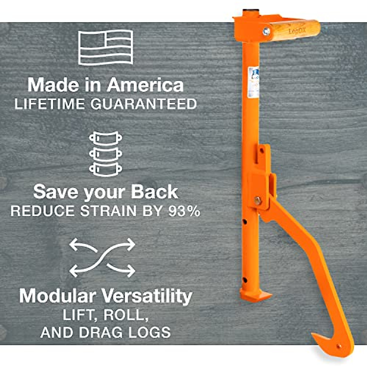 LogOX Hauler Ergonomic Log Hauler Firewood Harvesting Hand Tool, 21” Cant Hook Log Roller, and Carrier (Patented and Made in USA)