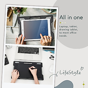 EHO Laptop Pad for Your Lap Portable Lightweight Laptop Pad with Foldable Stopper, Retractable Mouse Pad Tray for Business, Study, Sofa, Retractable Left/Right Mouse Pad