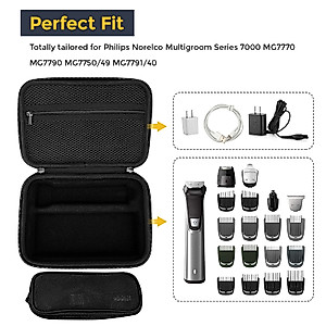 ProCase Hard Travel Case for Multigroom Series 7000 MG7750/49 MG7770 MG7790 MG7791/40 Men's Electric Trimmer Shaver and Attachments Father's Day Gift -Black