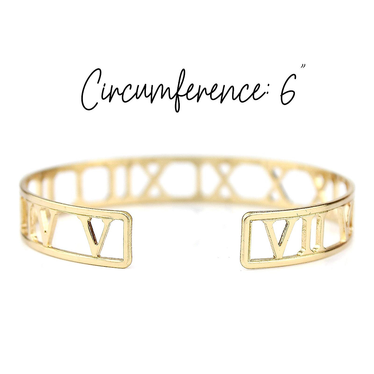 POMINA Roman Numeral Cuff Bangle Bracelet for Women Fashion Gold Flat Thin Open Cuff Bracelet for Teen, Flexible (Roman- Gold)