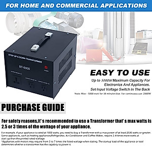 Yaeccc Voltage Converter Transformer, Step Up/Down (220V to 110V, 110V to 220V) - Efficient Power Conversion for International Travel and Home Use (5000W)