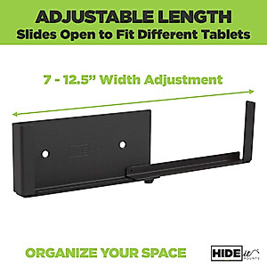 HIDEit Mounts Uni-T Universal Tablet Wall Mount - Adjustable Black Steel Tablet Mount for iPad, iPad Pro, iPad Mini, Samsung Galaxy Tablet and Surface Pro