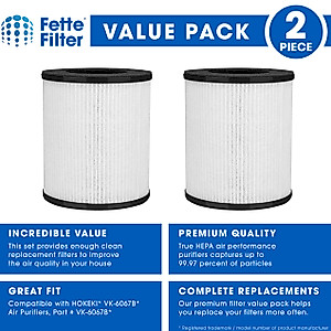 Fette Filter - VK-6067B H13 True HEPA Filters Compatible with HOKEKI VK-6067B & Vremi True Hepa Air Purifiers H13 with Activated Carbon- Pack of 2 (VK6067B)