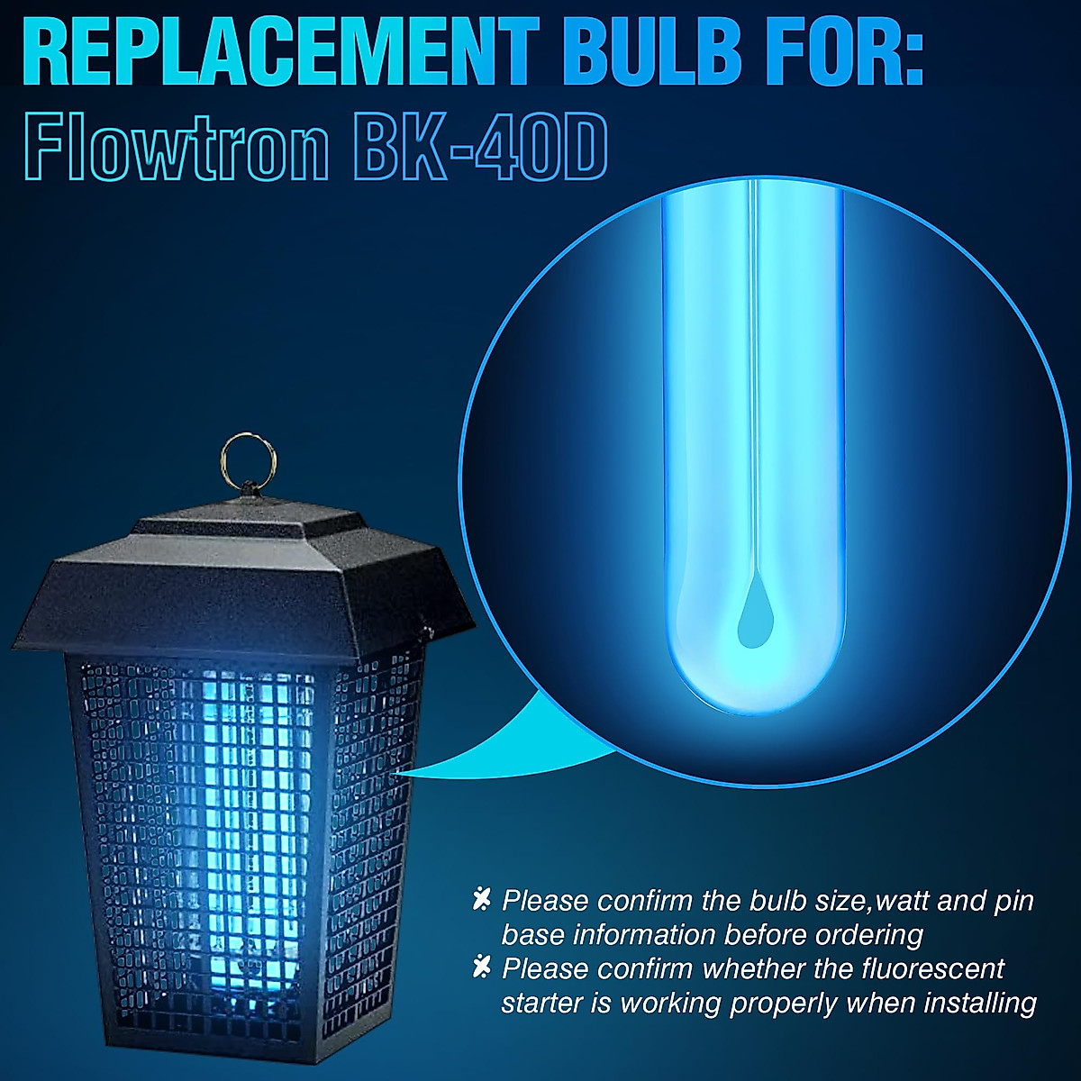 BF190 Replacement Bulb Compatible with Flowtron BK-40D Bug Zapper Electronic Insect Killer, 10 Inch FUL32T8/BL U Shape Bug Zapper Light Bulb for Outdoor(2 Pack)